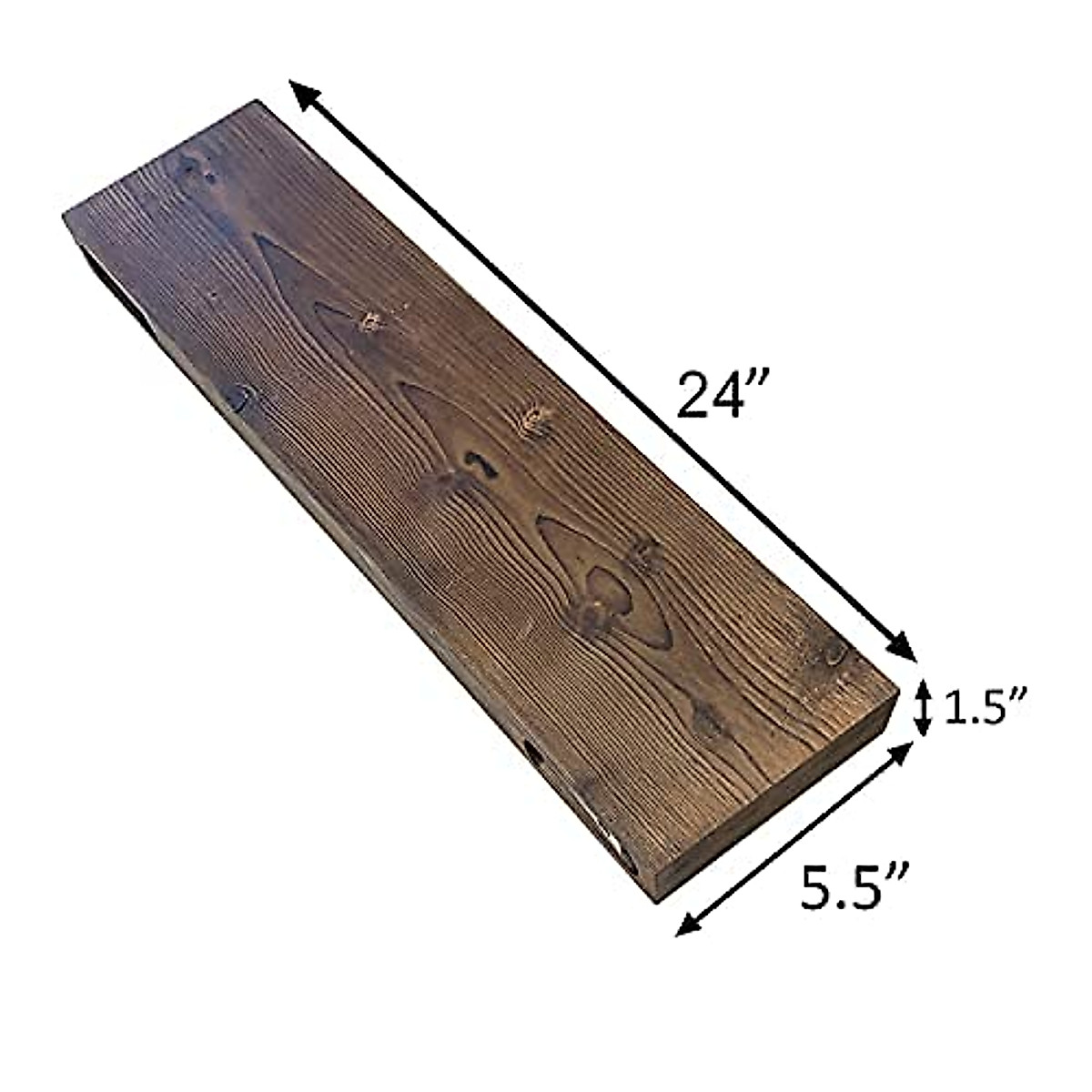 Mark One Home Goods Rustic Farmhouse 3 Tier Justified Floating Wood Shelf - Floating Wall Shelves (Set of 3), Hardware and Fasteners Included (Walnut, 24")