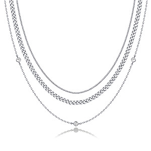 PAVOI 21C-N03 Layering Necklace (Diamond Station, White Plated)