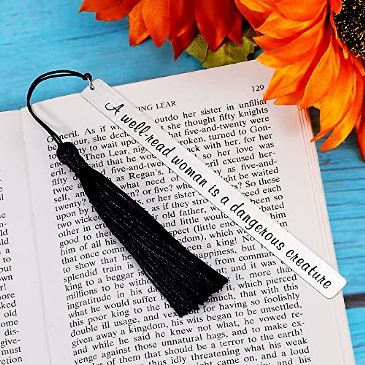 Christmas Bookmarks for Women Friend Book Lover Inspirational Birthday Valentines Day Gifts for Teen Girls Sister Teacher Boss Lady Her Bookworms A Well Read Woman is a Dangerous Creature Bookmarker