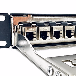 ETS 24-Port CAT6A FTP Shielded 1U Patch Panel 19-Inch Loaded w/Tool-Less Keystone Jacks Rackmount or Wallmount