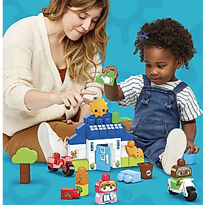 Mega BLOKS Fisher-Price Toddler Blocks Toy Set, Green Town Build ‘n Learn Eco House with 88 Pieces, 4 Figures, Ages 1+ Years