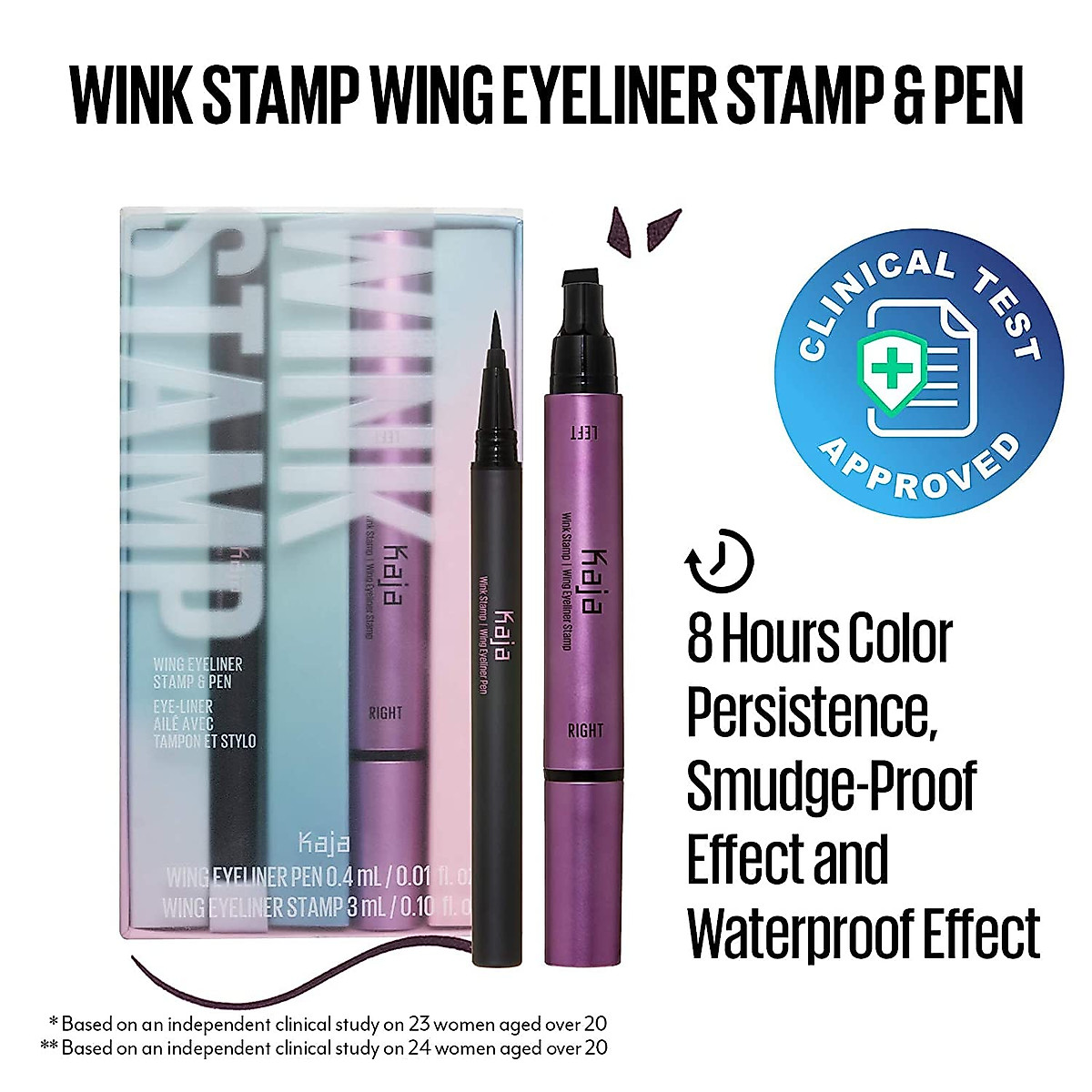 Kaja Winged Eyeliner Set - Wink Stamp Original | with Avocado Extract, Double-ended Wing, Smudge-Proof, Waterproof, Eye Irritation Tested