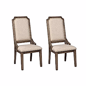 Signature Design by Ashley Wyndahl Rustic Modern Upholstered Dining Chair, 2 Count, Distressed Brown