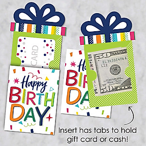 Big Dot of Happiness Cheerful Happy Birthday - Colorful Birthday Party Money and Gift Card Sleeves - Nifty Gifty Card Holders - Set of 8