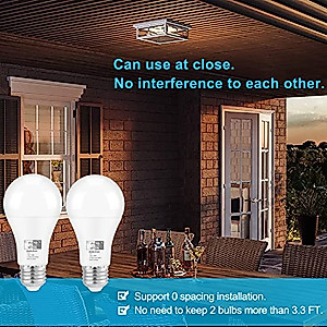 Qualilux Dusk to Dawn Light Bulbs 1000 Lumen, Soft White, LED 12W, Non-Dimmable, A19 E26, 2-Pack, HQ-H021