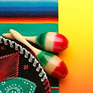 Needzo Maracas Musical Instrument, Large Wooden Tri-Colored with Palm Tree Silhouette, Latin Percussion, for Adults, Set of 2, 12 Inches