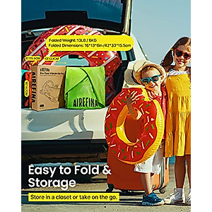 Inflatable Kids Pool, Airefina Dino Planet Inflatable Play Center Kiddie Pool with Water Slide, Ultra Thick 97"x76"x41" Toddle Pool with Play Ball Hoop, for Backyard, Garden, Water Park, Ages 3+