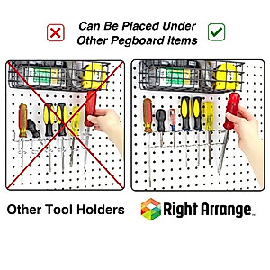 RightArrange Pegboard Tool Organizers, 2-Pack - Screwdriver Holder and/or Pliers Rack Accessory - Hooks to Any Peg Board - Pegboard Organization Accessory for Workbench, Garage, Tool Shed, Craft Room