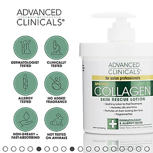 Advanced Clinicals Collagen Cream + Collagen Serum 2PC Set Bundle | Face Serum & Body Cream Moisturizer Lotion Plumping Skin Care Set & Kits For Wrinkles, Uneven Skin Tone, & Dry Skin, Fragrance Free