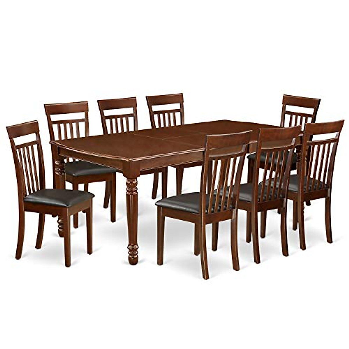 East West Furniture DOCA9-MAH-LC Dining Room Table Set, 9, Mahogany