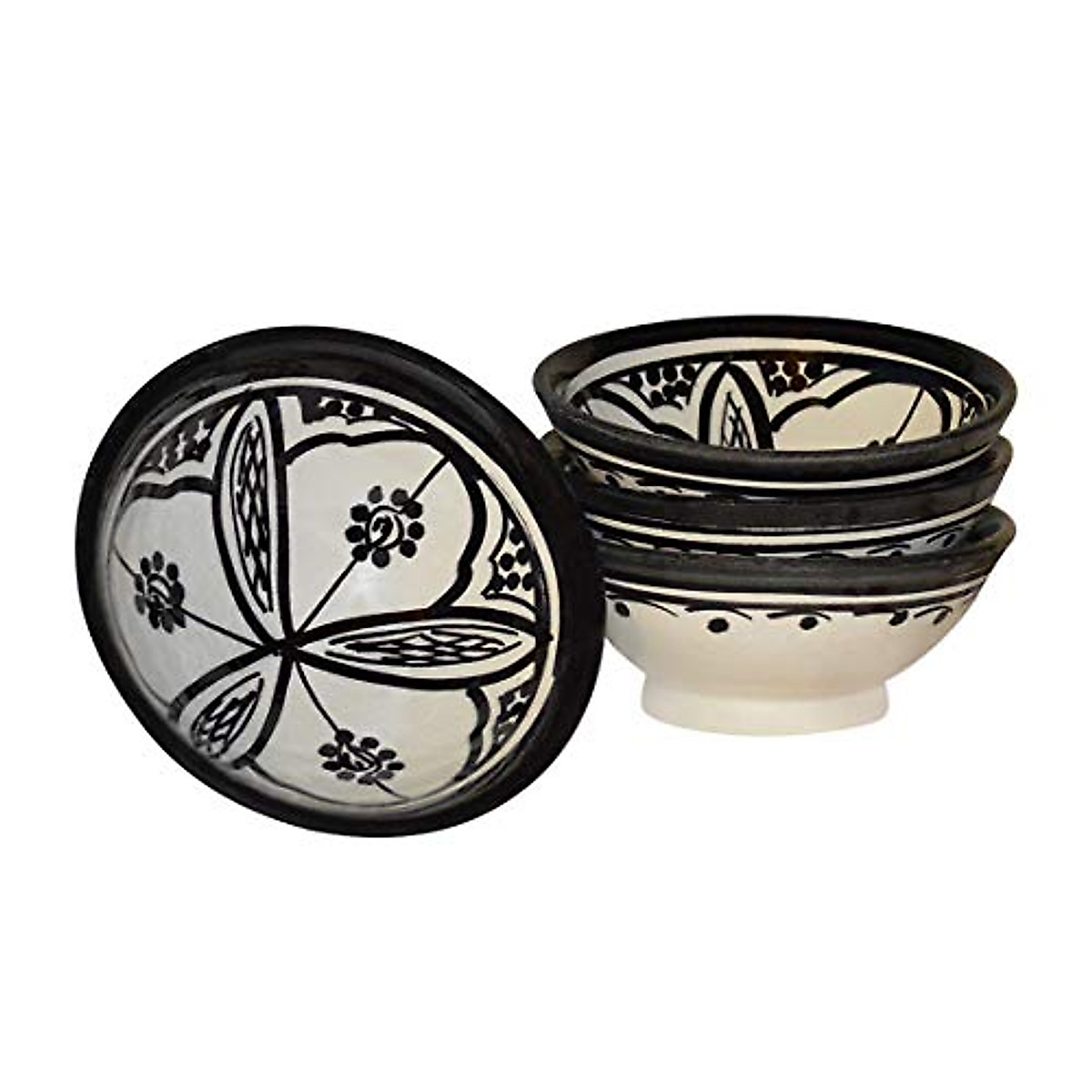 Ceramic Bowls Moroccan Handmade Serving Set of 4 Small Exquisite Pieces With Vivid Colors