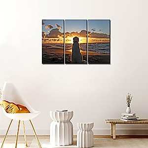 3 Piece Wall Art Painting Dog and Sunset Pictures Prints On Canvas Painting for Modern Home Decoration