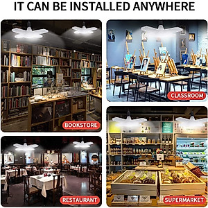 FOROUREYES 60W E27 E26 LED Bulb 120V Foldable Angle Adjustable Cold White 6500K No Flicker Superbright Lamp for Warehouse Garage Shopping Mall Lighting