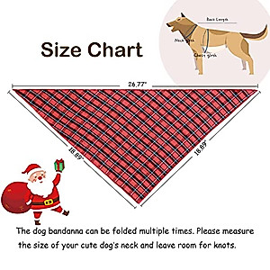 Waghaw Dog Christmas Bandana, 2 Pack Plaid Pets Bandana for Small Medium Large and Extra Large Dogs (Reds, Large)