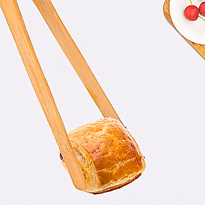 4 Pieces Natural Bamboo Toast Tongs, wood tongs, wooden tongs, bamboo tongs,10.2 Inches Long Tongs with Anti-slip Design,for cooking, toaster.