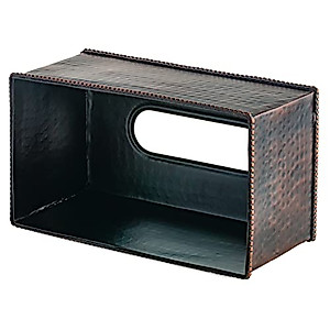 Heavyweight Tissue Box Holder, Luxury Hammered Oil Rubbed Bronze, Rectangular Size