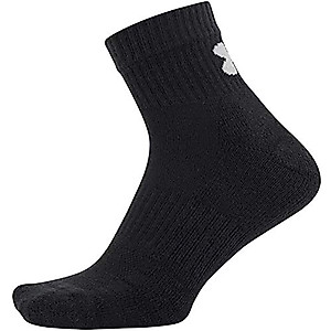 Under Armour Adult Training Cotton Quarter Socks, Multipairs , Black (6-Pairs) , Large