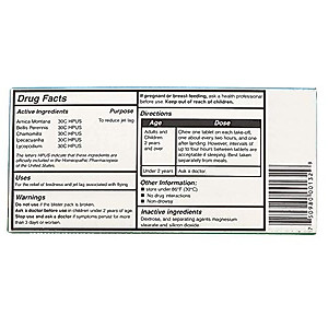 Miers Laboratories No Jet Lag Homeopathic Jet Lag Remedy (1 Pack, 32 Chewable Tablets), Travel Must Have, Flight Essential for Jet Lag Relief, Plant-Based.