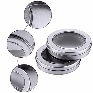4 oz Metal Tin Cans Round Tin Containers Empty Tin Cans with Clear Top Lid Spice Tin for Kitchen Office Candles Candies and Gifts Holding