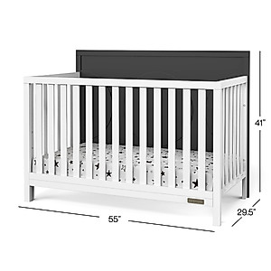 Child Craft Orbit 4-in-1 Convertible Crib, Baby Crib Converts to Day Bed, Toddler Bed and Full Size Bed, 3 Adjustable Mattress Positions, Non-Toxic, Baby Safe Finish (Ebony/Matte White)