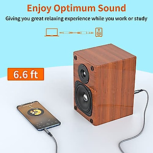 2-Pack 3.5mm to 6.35mm Stereo Audio Cable,(6.6FT) 1/4" Male to 1/8" Male TRS Bidirectional Cord Jack for Speaker and Amplifiers Guitar, iPod, Laptop, Home Theater Devices