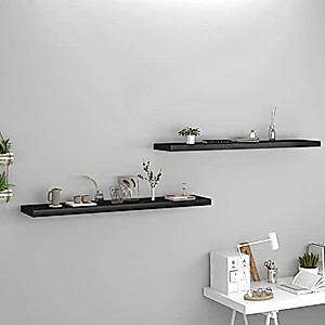 DYRJDJWIDHW Floating Wall Shelves 2 pcs Bookshelf for Bedroom,Shelves,Wood Bookcase,Suitable for Bedroom, Office, Living Room, Study,Black 47.2"x9.3"x1.5" MDF