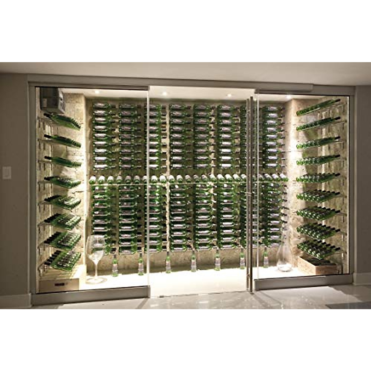 VintageView W Series Wine Rack 3 - Single Depth, Metal Wall Mounted Wine Rack - Modern, Easy Access Wine Storage - Space Saving Wine Rack with 9 Bottle Storage Capacity - (Chrome Luxe)