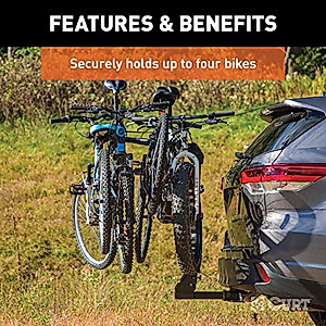 CURT 18064 Premium Trailer Hitch Bike Rack Mount, Fits 2-Inch Receiver, 4 Bicycles , Black