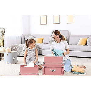 XUCHUN File Storage Boxes, Foldable Storage Bins with Lid 3 in 1 Set, Press-Stud Fastening, Moisture-Proof, Space Saving Storage, Storage Box for Photoes, Toys, Files, Closets
