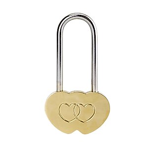 VeYocilk 3.5" 50mm Love Lock Double Heart Padlock Without Key for Lovers Wedding,Valentines,Anniversary,Travel(NO Key)