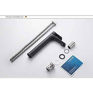 DUSJYOHRD Black Basin Faucet Bath Mixer Bathroom Basin Faucet Vessel Washbasin Water Mixer Hot and Cold Water Taps L71118 L71118B(L71118)