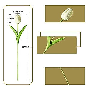 ONLY ART 20pcs Cream Artificial Tulip Flowers with Soft Latex Materials for Mother's Day Home & Kitchen Decoration