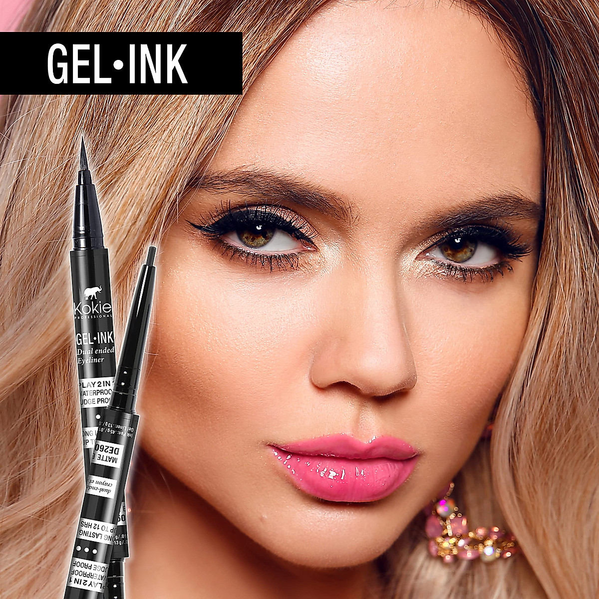 Kokie Gel Ink Dual Ended Eyeliner (Matte Black)