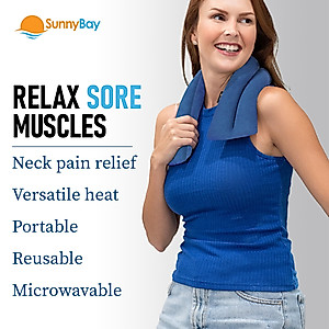 SunnyBay Microwave Heating Pad for Neck and Shoulders, Versatile Bean Bag Moist Heating Pad, Microwavable Neck Wrap and Cool Pack for Deep Pain Relief, Weighted Hot or Cold Therapy (Sky Blue)
