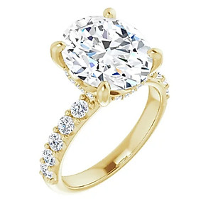 Handmade 10K Gold 4 CT Oval Cut VVS1 Colorless Moissanite Engagement Ring for Women Bridal Set Moissanite Wedding Ring for Gifts (Yellow Gold, 5.5)