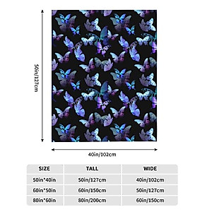 Butterfly Blanket Blue and Purple Super Soft Warm Butterfly Throw Blanket - Lightweight Cozy Flannel Throw Blanket Bed Couch Sofa Office Decor, Gift for Girls and Boys Women and Man 50"x40"