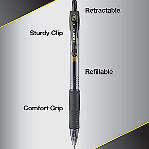 PILOT G2 Premium Refillable & Retractable Rolling Ball Gel Pens, Bold Point, Black Ink, 4-Pack (31254)