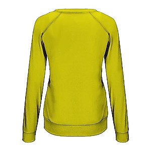 LAWOR Women'S Tops 2023 Summer Sudaderas capucha sudaderas la moda para mujer camisa manga larga estampado plumas jersey cuello redondo otoño G2-Yellow X-Large