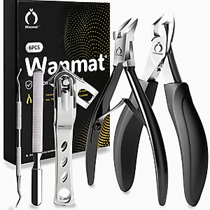 Toenail Clippers, Professional Nail Clippers for Thinck & Ingrown Nails, Upgraded Toe Nail Clippers for Men, Podiatrist Toenail Clippers Fingernail Clippers Wanmat