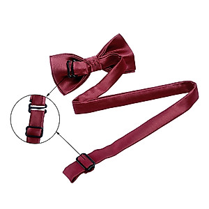 WELROG Mens Classic Pre-Tied Bow Ties Adjustable Silk Formal Tuxedo Wedding Bowtie (Wine Red)