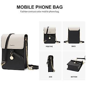 Cnoles Small Crossbody Phone Purse for Women Leather Wallet with Credit Card Slots Black