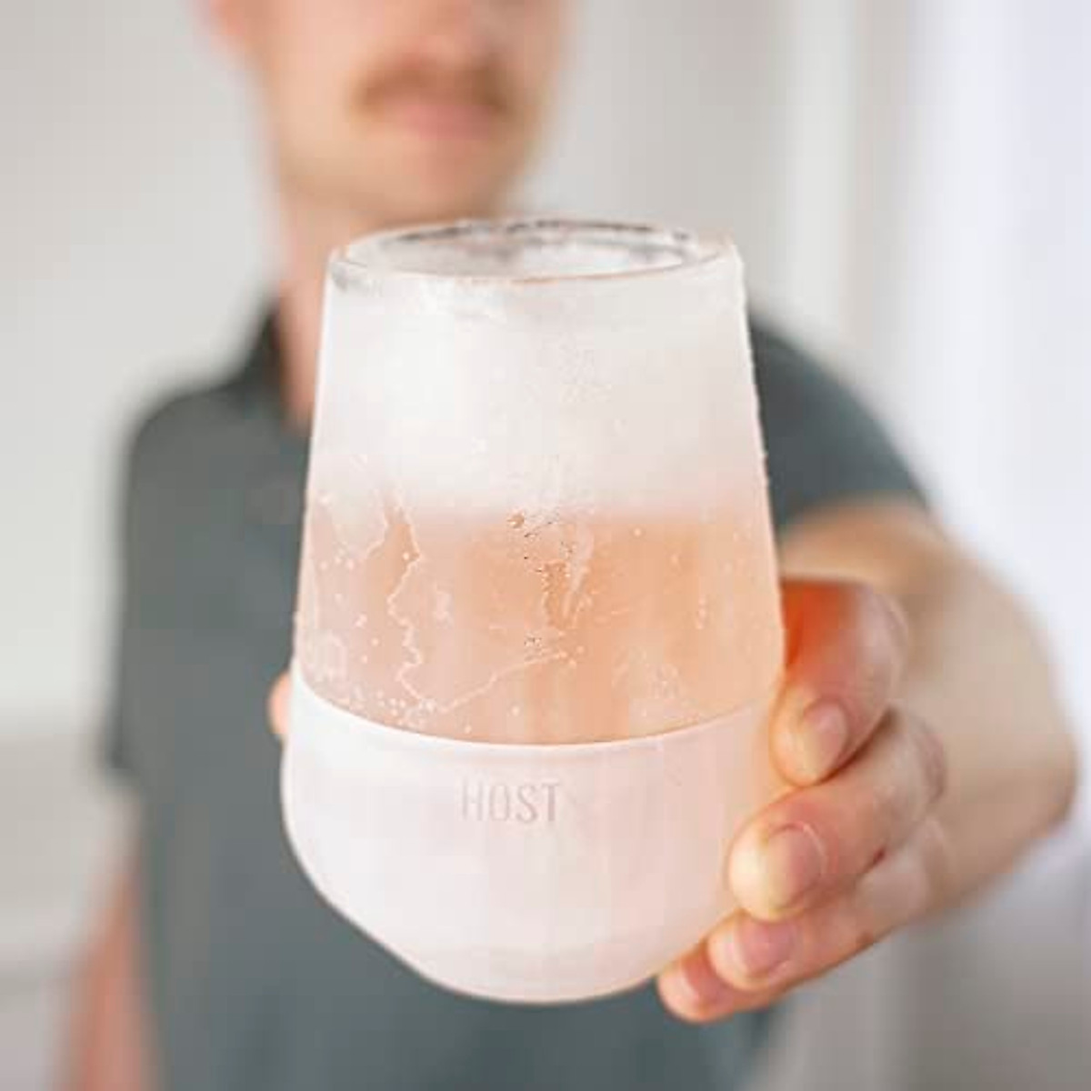 Host Freeze Cooling Glasses, Freezer Gel Stemless Wine Glasses for Red & White Wine, Insulated Glass with Silicone Band, Set of 2, 8.5 oz