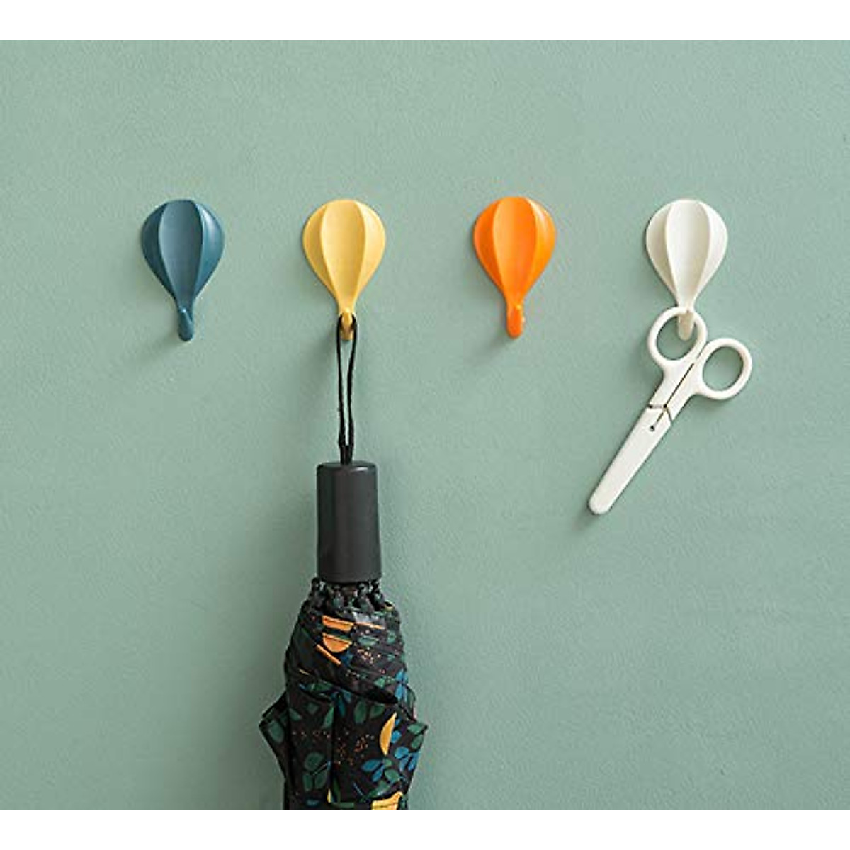 Gullor HW032 Medium Utility Hooks, 16 Hooks, Strong Non-Marking Plastic Punch-Free Waterproof, Colored Hot-air Balloon Shape