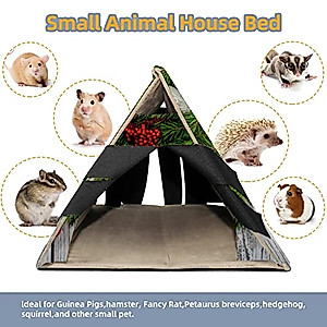 Y-DSIWX Guinea Pig Hideout House Bed, Christmas Ball Xmas Tree Grey Wooden Texture Rabbit Cave, Squirrel Chinchilla Hamster Hedgehog Nest Cage
