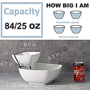 Buyajuju Chip and Dip Serving Set, 2 Tier Chip and Dip Bowls with Stand, Tiered Serving Stand, Food Server Display for Parties, Entertaining