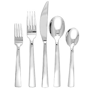 Ginkgo International Burton 42-Piece Stainless Steel Flatware Place Setting, Service for 8 Plus 2-Piece Hostess Set