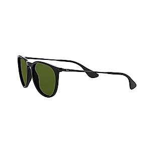 Ray-Ban RB4171 Erika Round Sunglasses, Black/Polarized Green, 54 mm