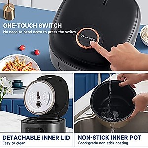Topwit Rice Cooker 8 Cups Uncooked, 4.2Qt Non-Stick Rice Maker with Food Steamer, 8 in 1 Smart Control Rice Cooker with 24H Delay Start & Keep Warm Function, Slow Cooker for Soup, Stew, Grain, Oatmeal