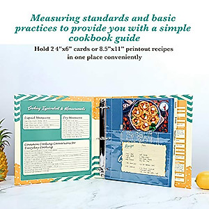 Recipe Binder Kit with Cards - 3 Ring Full Page Recipe Book Binder 8.5"x11", 60 4X6 Recipe Cards, Card Protectors, Dividers and Labels for Family Recipe Organizer, Cook with Love Design