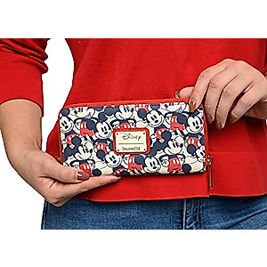 Loungefly Disney Mickey & Minnie Mouse Wallet Zip Around Clutch Faux Leather